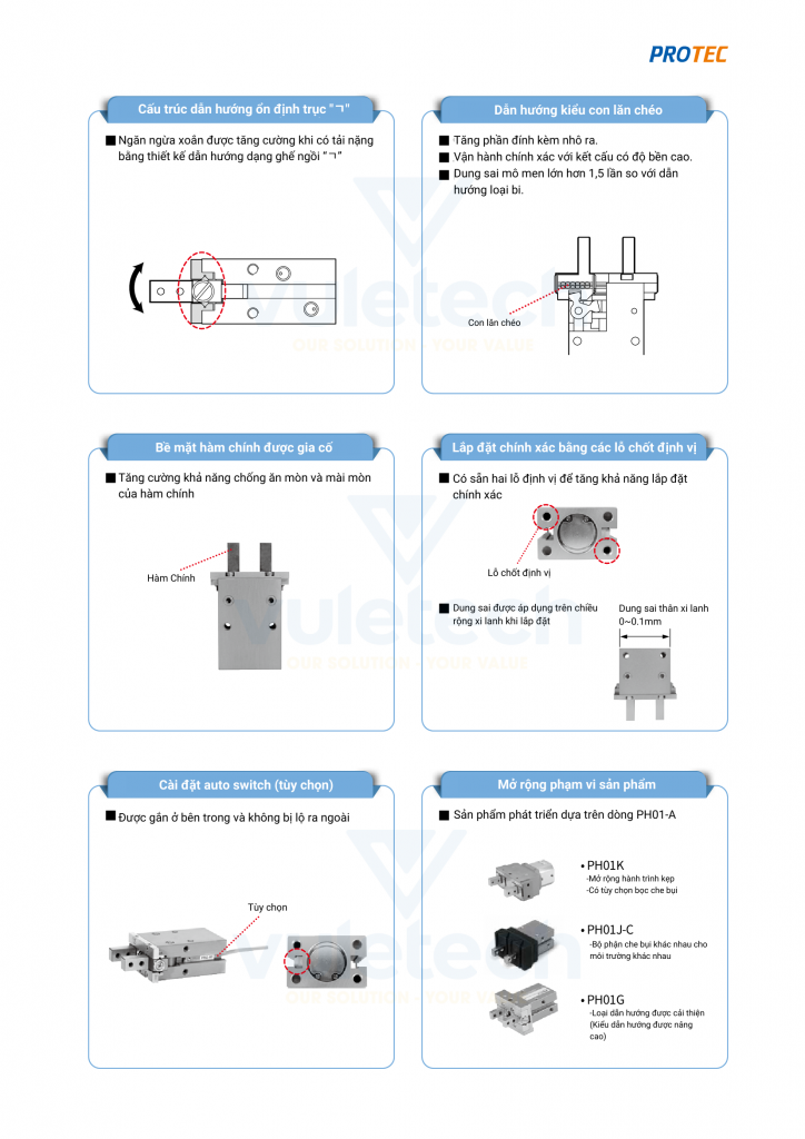 PH01-A Series - Xi lanh kẹp thông dụng Protec - Vũ Lê Tech