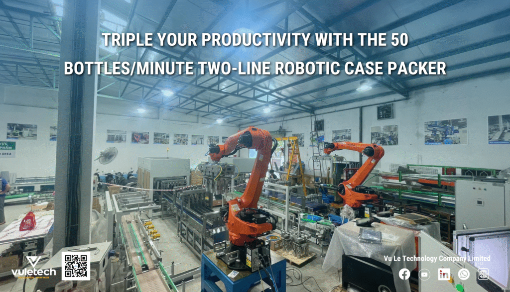 Triple your productivity with the 50 bottles/minute two-line robotic ...